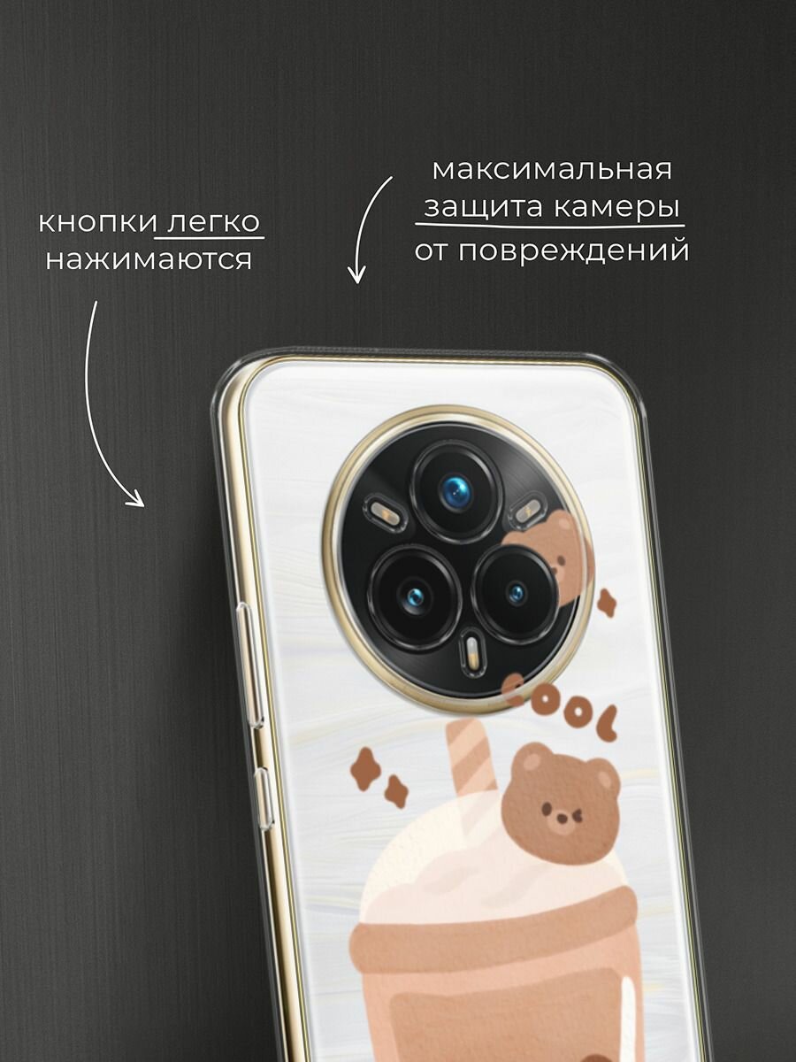 Чехол на Realme 14 Pro+ / Реалми 14 Про+ с принтом "Кофе 2", прозрачный — фото 1