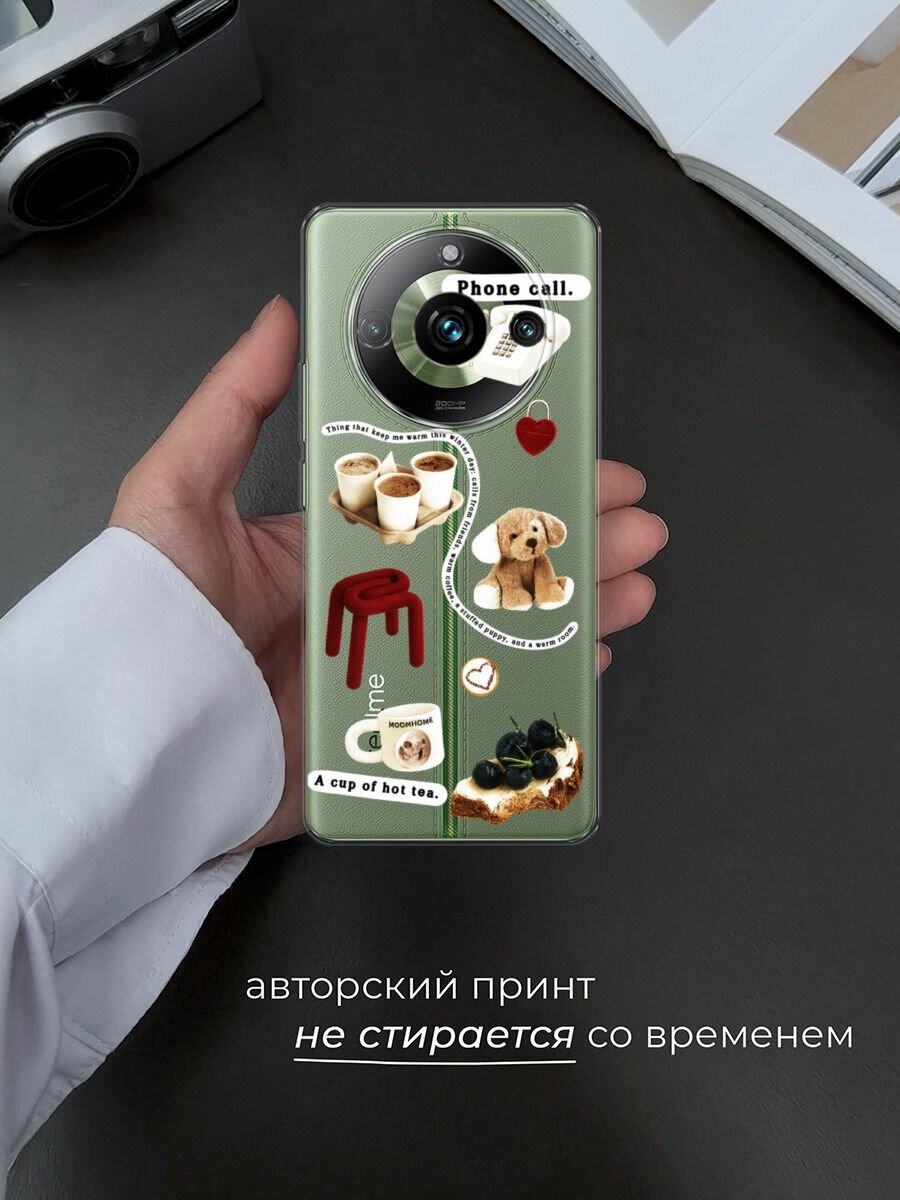 Чехол на Realme 11 Pro / Реалми 11 Про с принтом "Phone call", прозрачный — фото 1