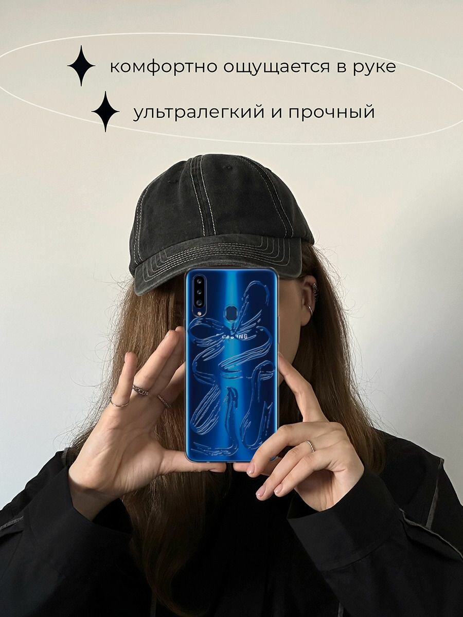 Чехол на Samsung Galaxy A20s / Самсунг Галакси A20s с принтом "Синие очертания банта 2" — фото 1
