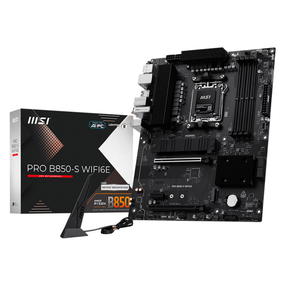 Материнская плата MSI PRO B850-S WIFI6E уц-1 B850, AM5, 4*DDR5, 2*PCIEx16, 1*PCIEx1, 2*M.2, 2*TypeC, 3*USB3.2Gen2, 6*USB3.2Gen1, 4*USB2.0, 4*SATA3.0, 2.5G, DP, HDMI, ATX, RTL