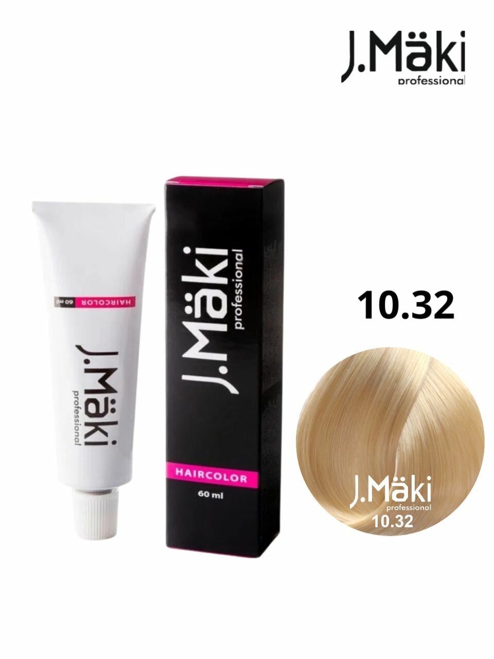 J.Maki 10.32 Бежевый светлый блондин; cтойкая краска для волос 60 мл