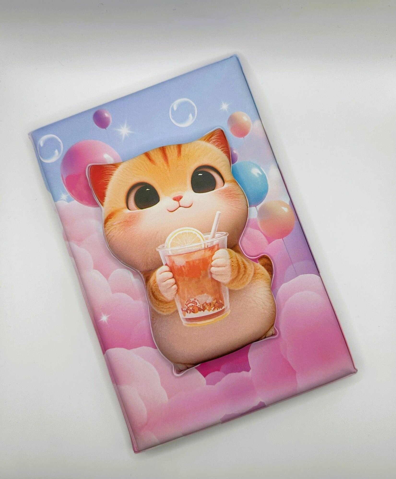 Блокнот в мягкой обложке со сквишем " Котёнок " А5 ,80л в клетку (розовый)