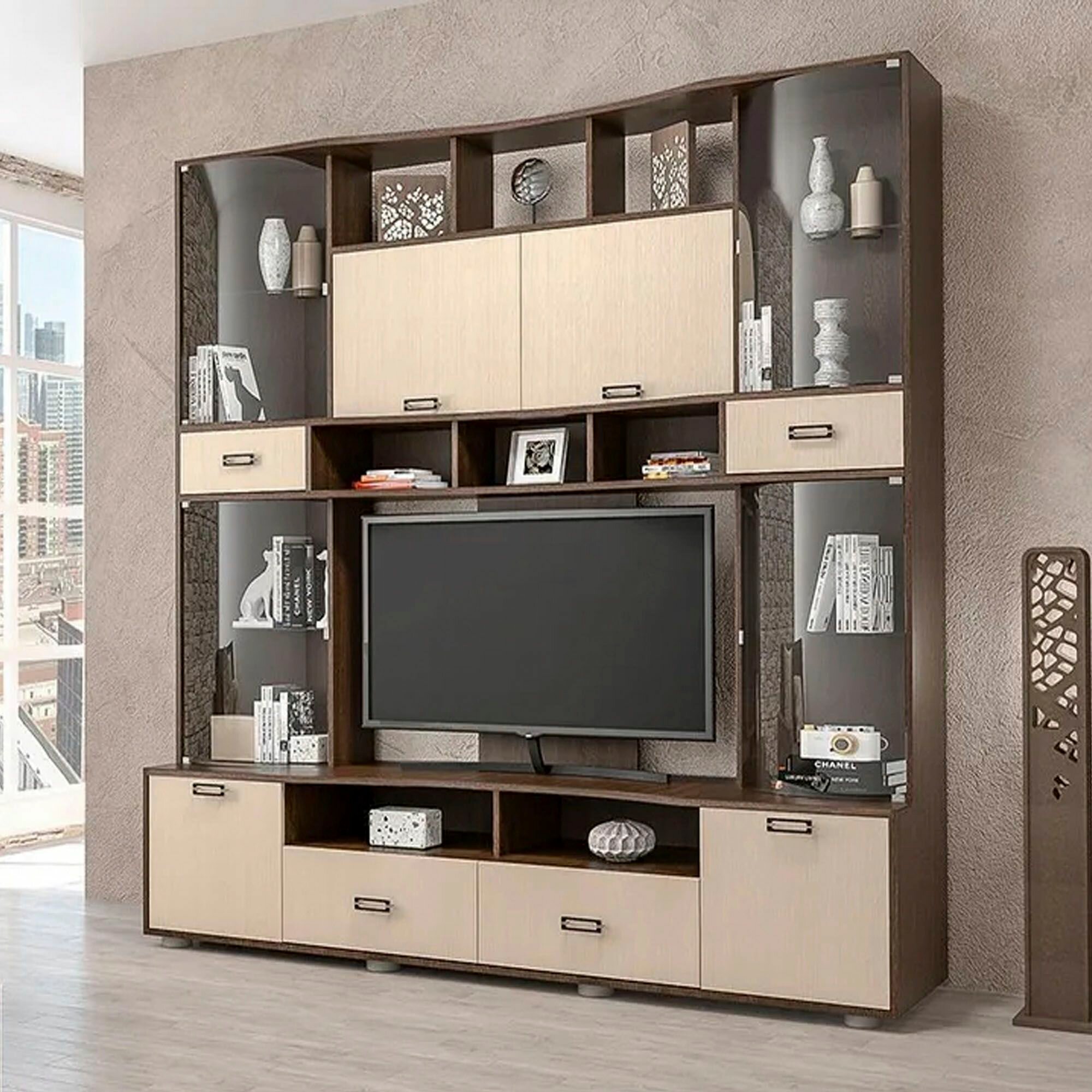 Гостиная Аллегро 4, ширина 215 см, шкаф, полка, стенка в гостиную