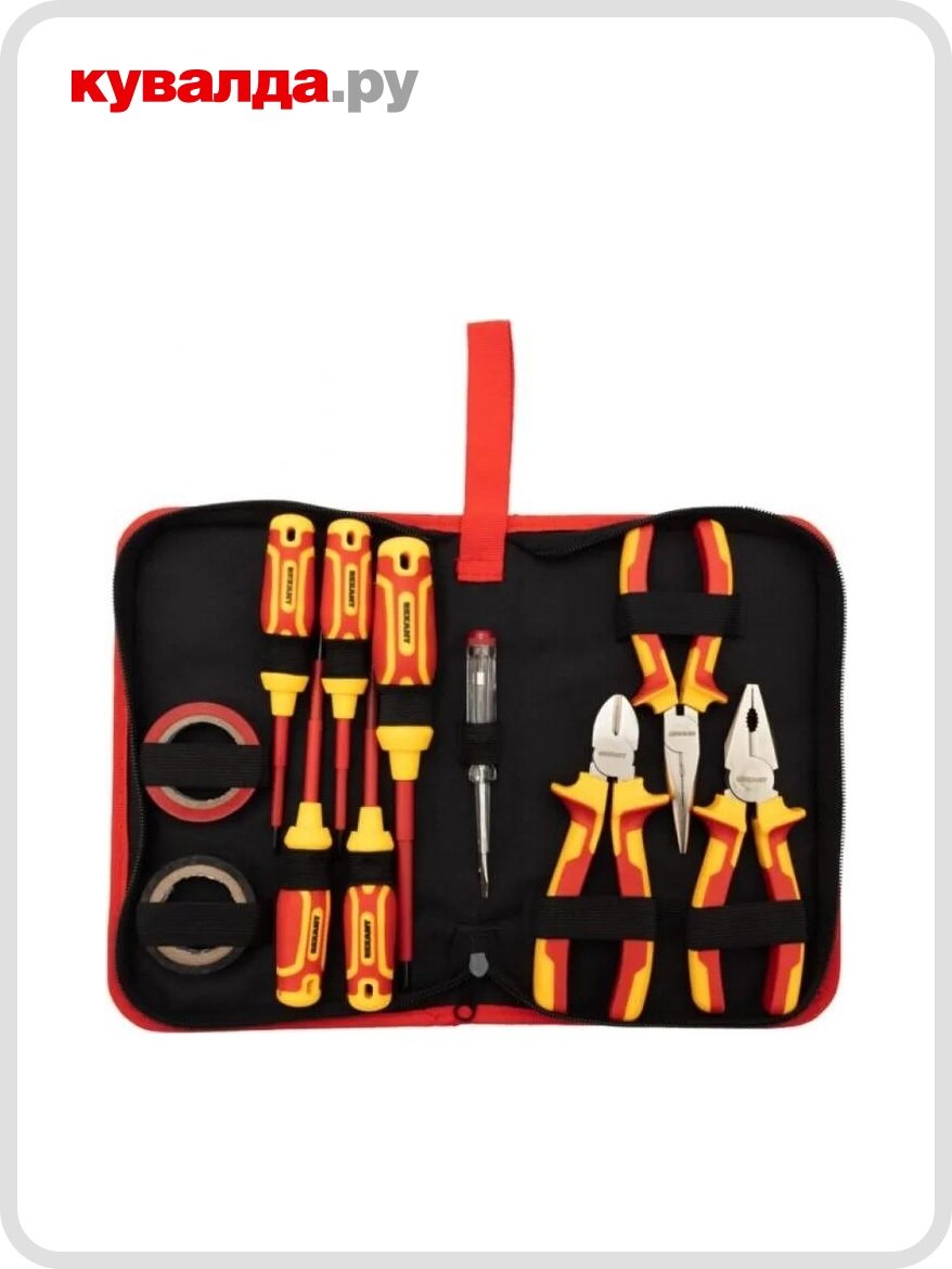 Набор электромонтажного инструмента REXANT 12-4692-3 RI02, тканевый пенал, 11 пр, до 1000B