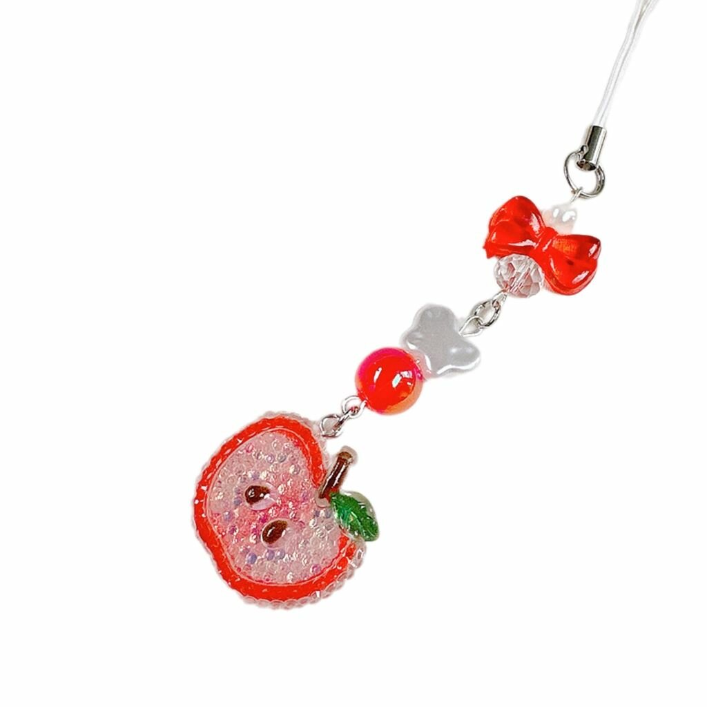 Брелок, Подвеска для мобильного телефона Sweet girl sugar diamond Shiny Fruit Party-Красное яблоко