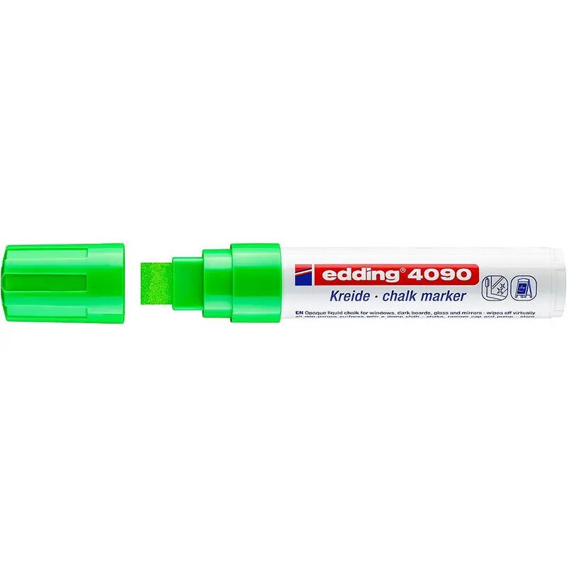 Маркер меловой Edding E-4090, клиновидный наконечник 4-15 мм, стираемый, салатовый {E-4090#11} (1 шт)