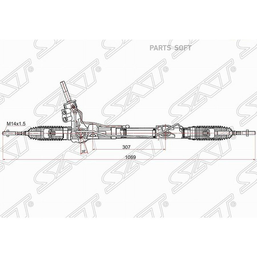 Рейка рулевая NISSAN TERRANO 14-/RENAULT DUSTER 10-/KAPTUR 16- LHD от официального дистрибьютора, SAT, артикул ST490012993R