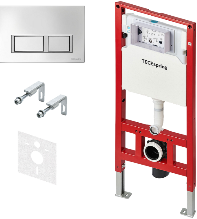 Система инсталляции для унитазов TECE TECEspring S401201, 4 в 1 с кнопкой смыва глянцевый хром