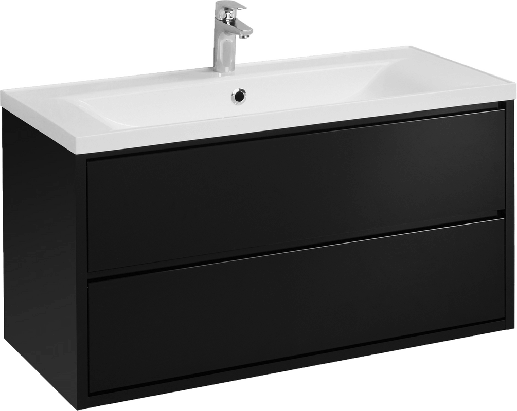 Тумба с раковиной AQUATON Римини New 100 черная