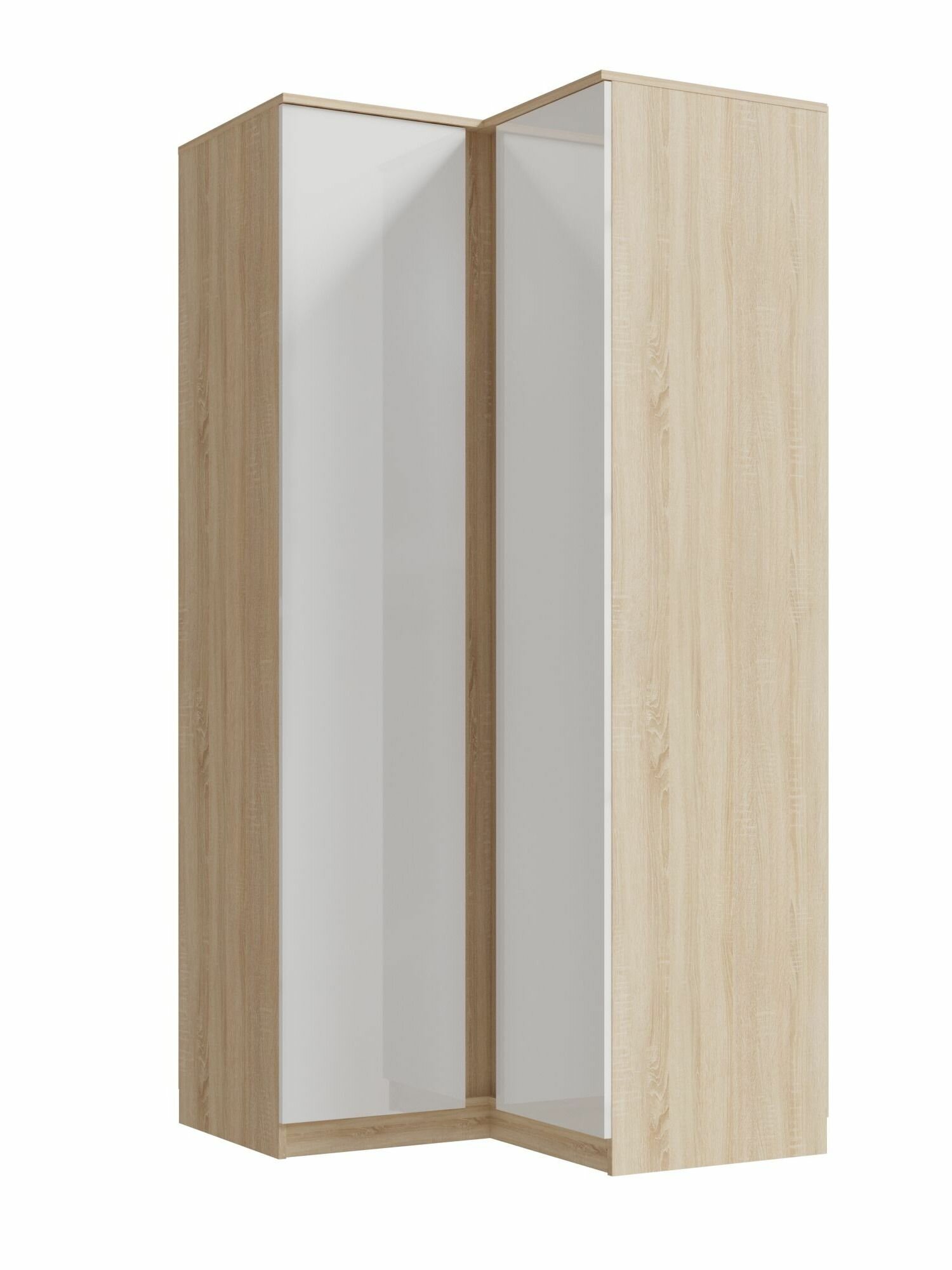 Шкаф угловой Челси 950х2022х950 (Белый глянец холодный/ дуб сонома) МИФ