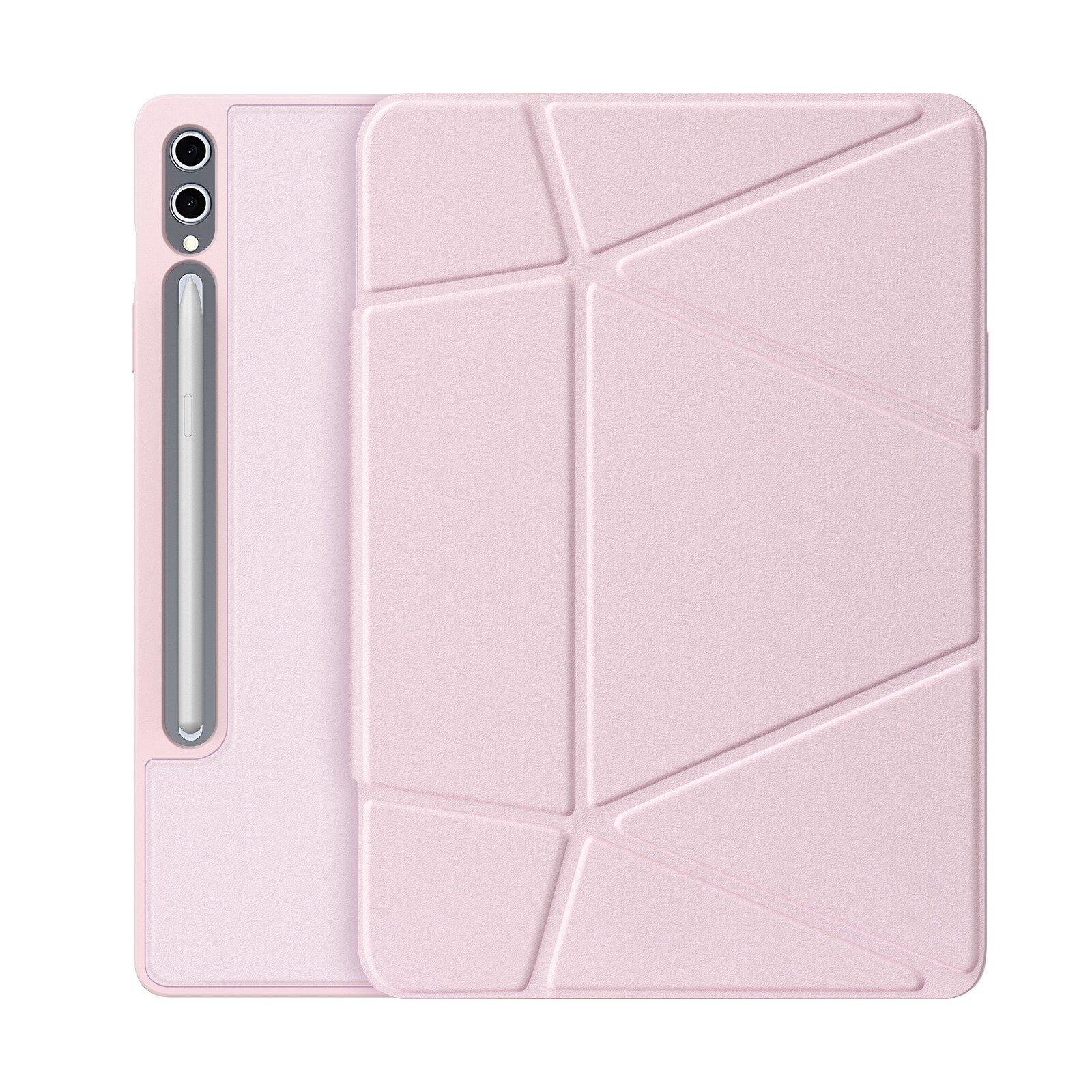 Складной чехол книжка розового цвета от Dux Ducis для Samsung Tab S10+, S9+, S9 FE+, серия Vers Series Case, с магнитным держателем Pencil и функцией автоматического перехода в спящий режим