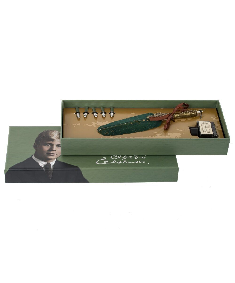 Набор подарочный: ручка перьевая, 5 наконечников, чернильница, L28 W11,5 H4 см