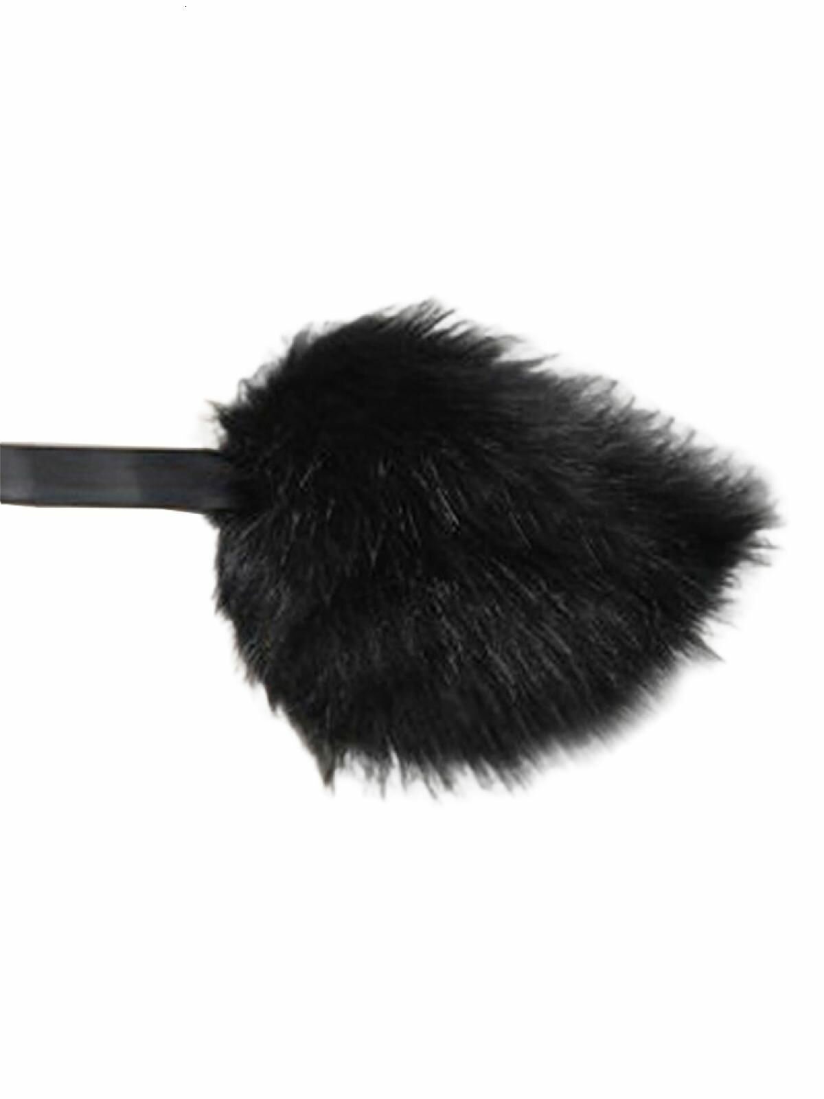 Ободок с ушками и хвостом из искусственного меха для костюма кролика на Хэллоуин, Хвост кролика черный