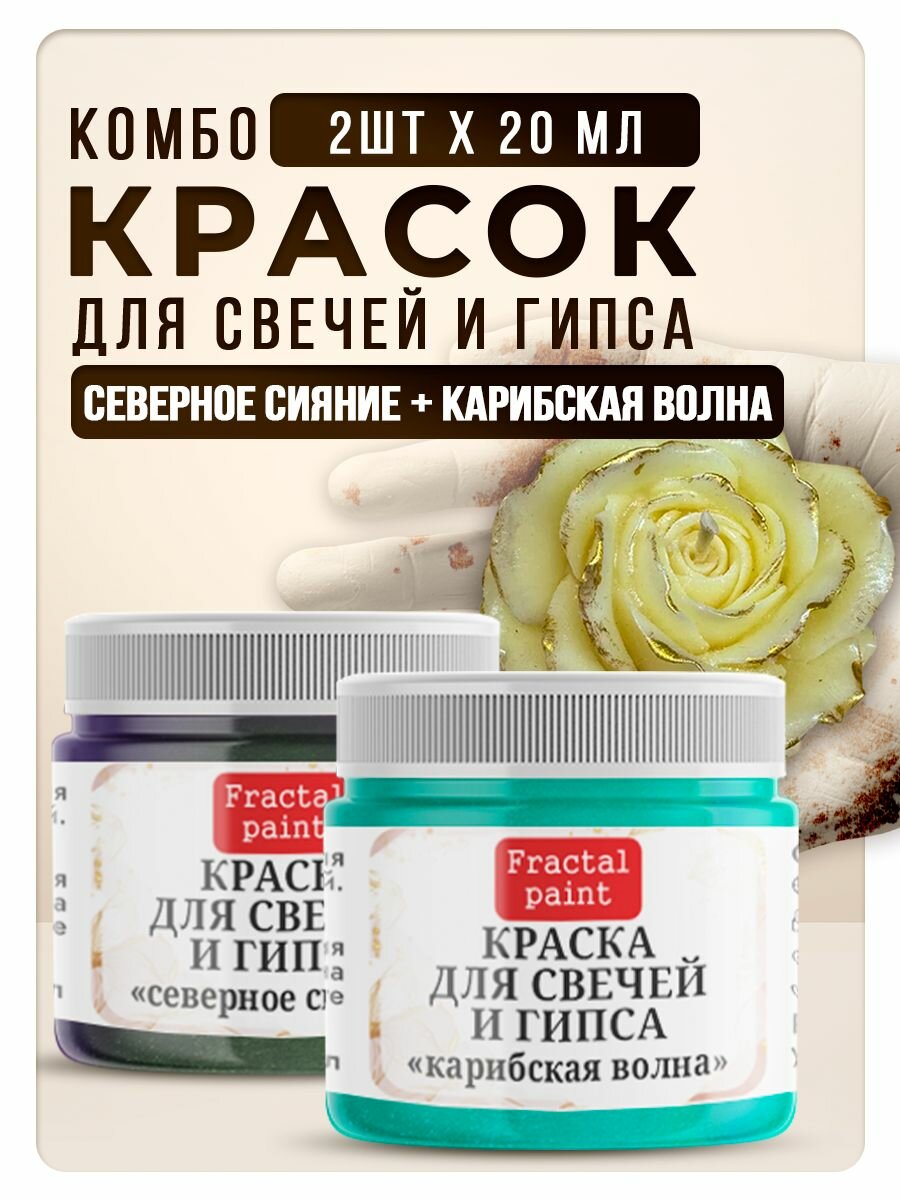 Набор красок для свечей и гипса (северное сияние+карибская волна) 2х20мл