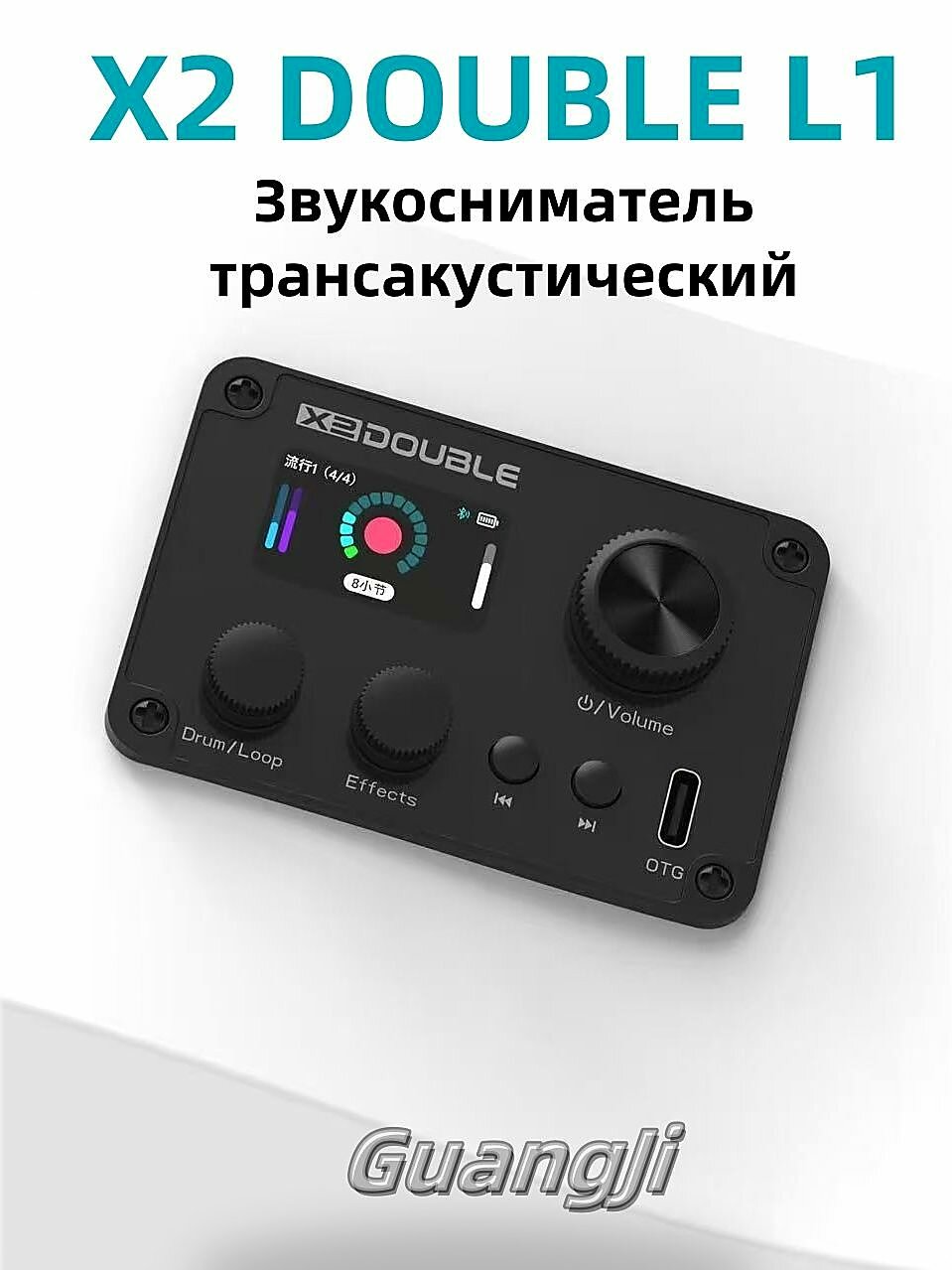 Звукосниматель X2 DOUBLE L1: Bluetooth, драм-машина, лупер, тюнер, разъём Type-C