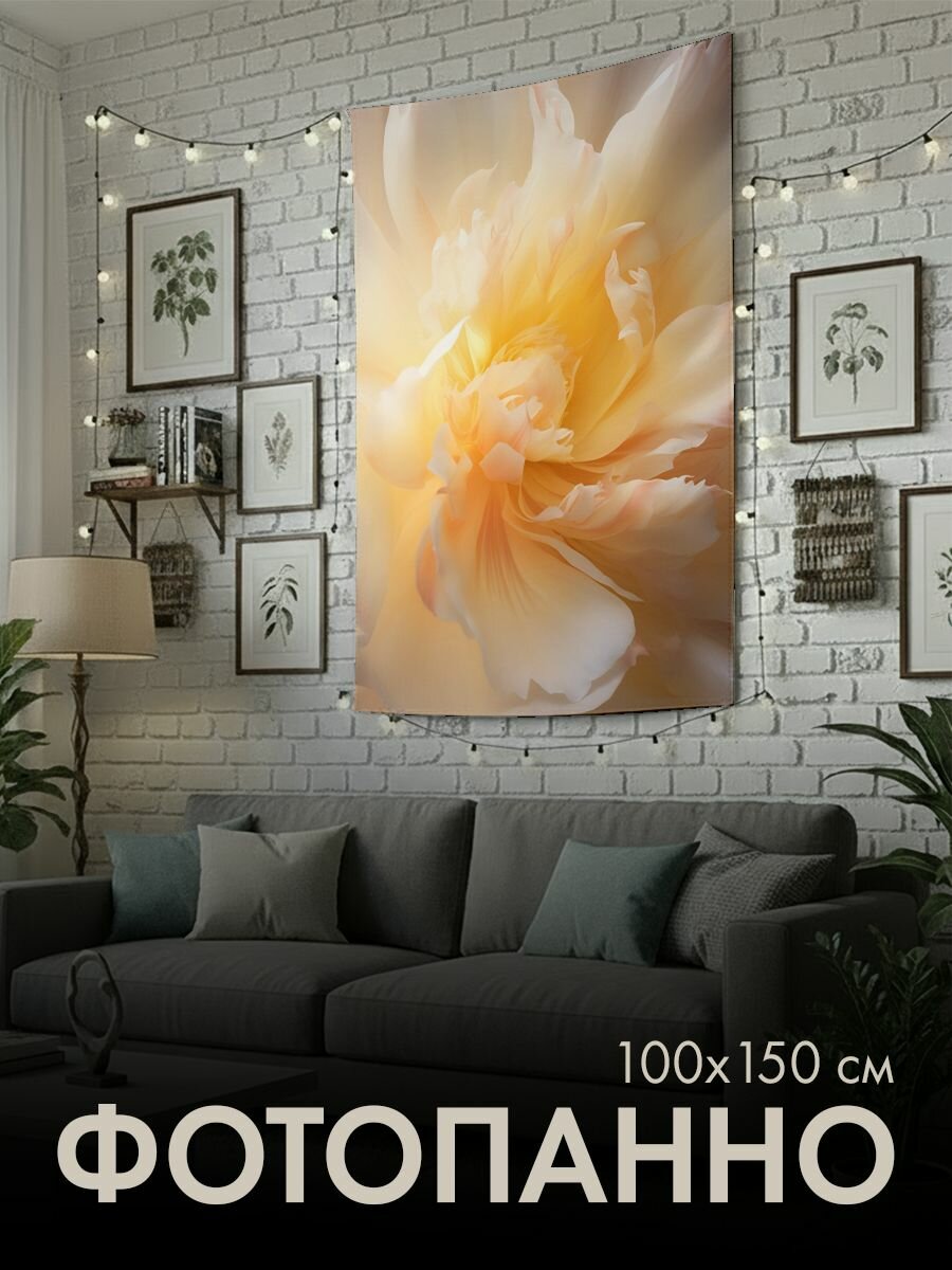 Панно тканевое PrintyFull / 100x150 см / пион, цветок