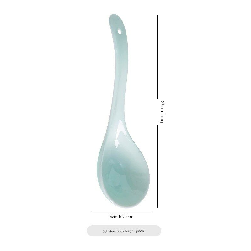 Ложка для супа Celadon, китайская посуда, ложка с длинной ручкой, ложка для риса, костяной фарфор, большая ложка,