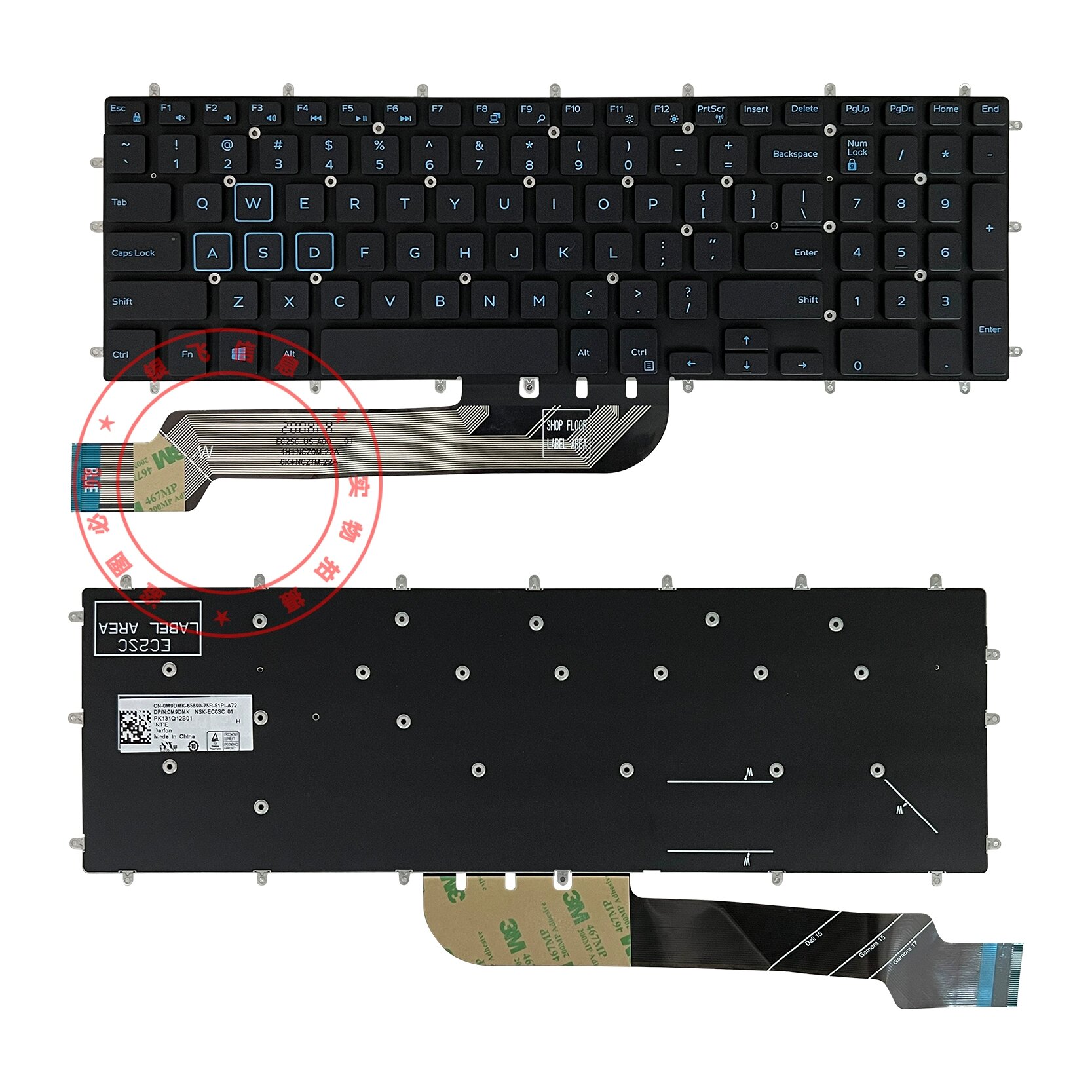 Подходит для клавиатуры ноутбука Dell G3 3500 G5 5500 5590 G7 7790 7588 P66F Новая оригинальная клавиатура с синим