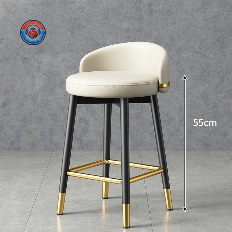 Барный стул 65 см и 75 см в скандинавском стиле, металлический с мягкой кожаной спинкой и подушкой, для кухни, кафе, ресторана, устойчивый и бесшумный, цвет на выбор