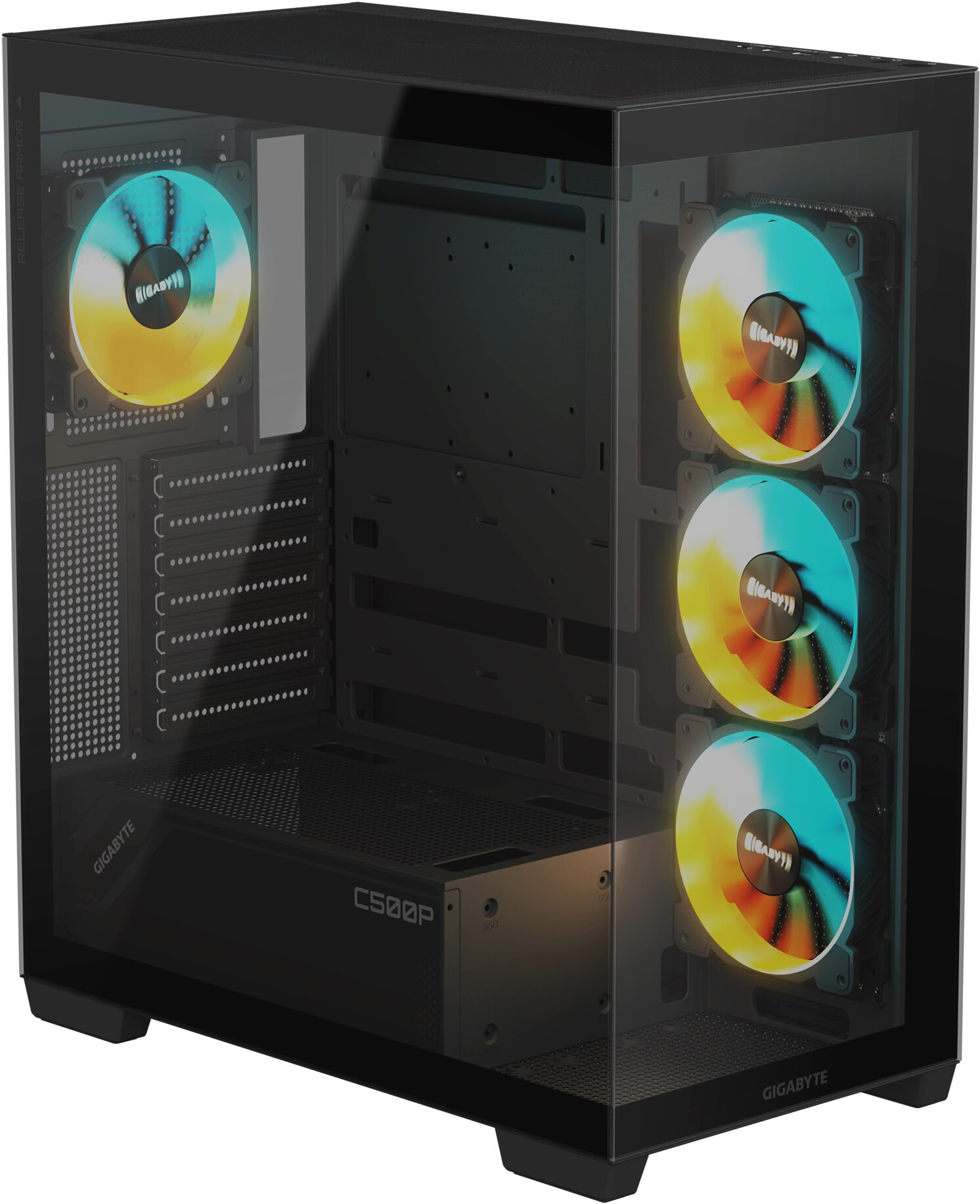 Корпус компьютера GIGABYTE C500, стильный дизайн, бесшумная работа