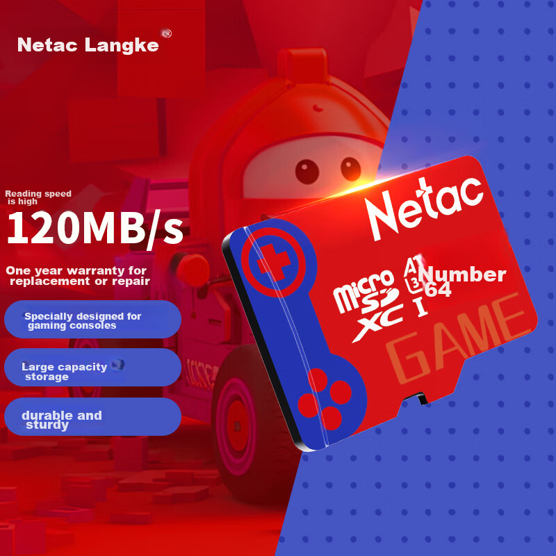 Netac 64GB TF (MicroSD) High-Speed Storage Card for Nintendo Switch NS Console, A1 U3 V30 4K HD, Compatible with Dashcams And Surveillance