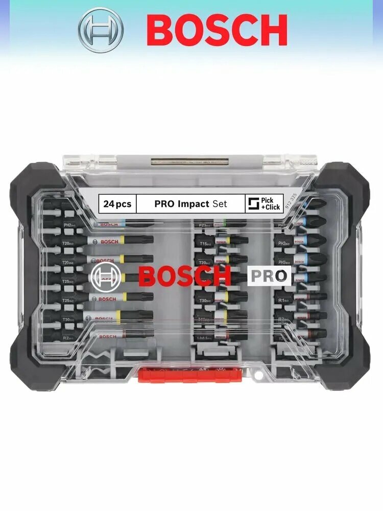 BOSCH 2608521U75 PRO Набор бит для ударной отвертки Портативный Высокий крутящий момент Цветовая кодировка 24PCS