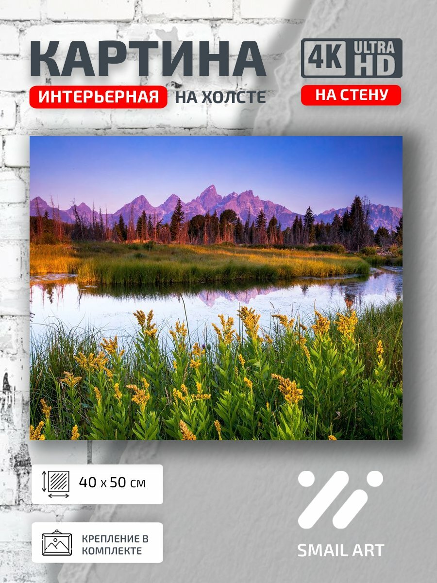 Картина на холсте интерьерная 40 на 50 на стену Река Landscape для спальни пейзаж интерьер