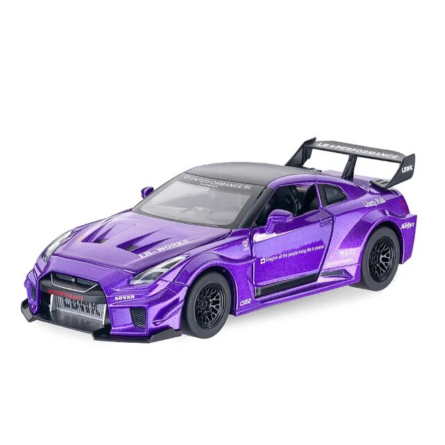 1:32 NISSAN GTR GT-R R35 R34 Суперкар Модель литого автомобиля и игрушечные машинки Игрушечные машинки Детские игрушки Подарки для детей Игрушка для мальчиков