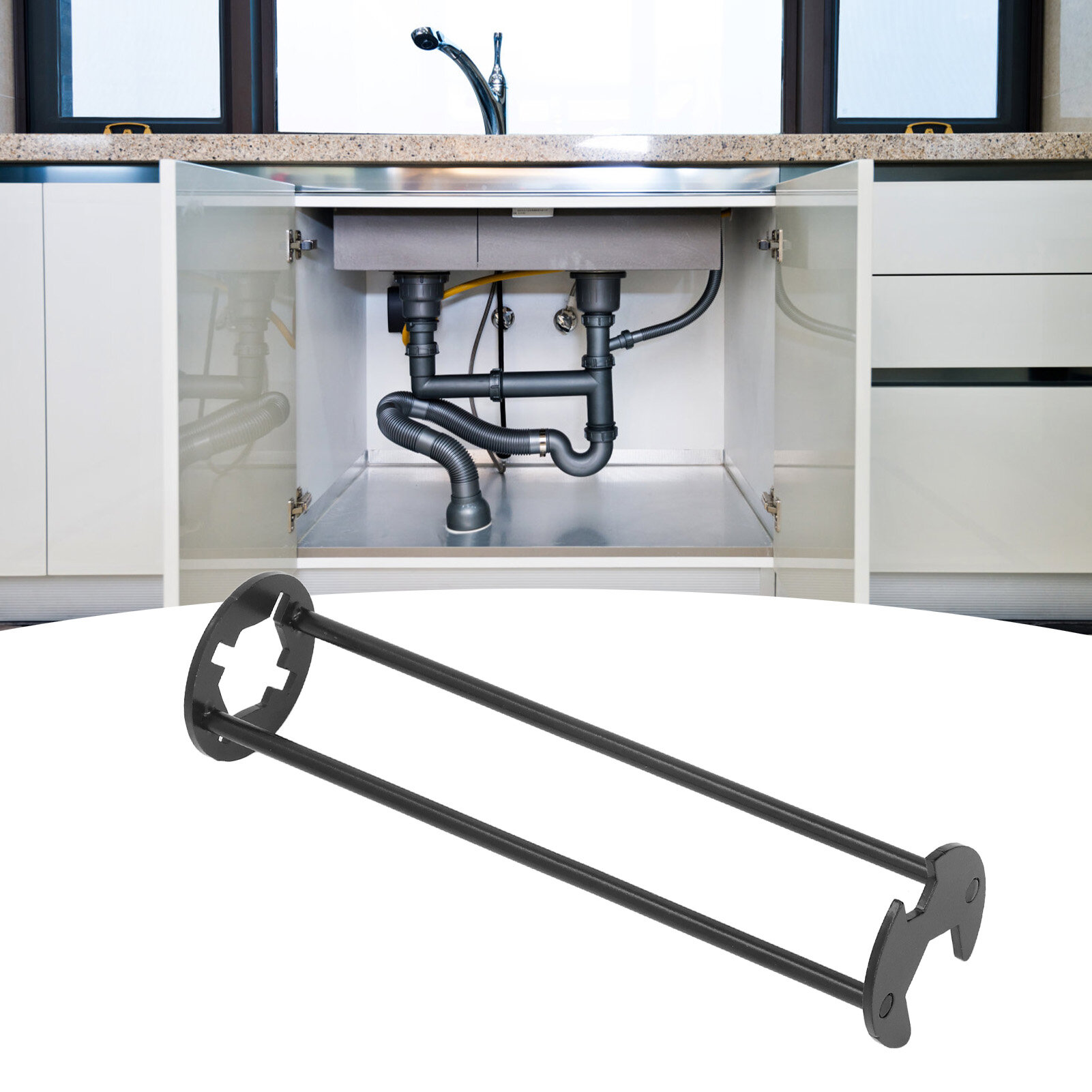 Черный многофункциональный ключ для раковины, прочный гаечный ключ для крана из углеродистой стали, гаечный ключ для шланга для ванной комнаты, дома, маленький размер