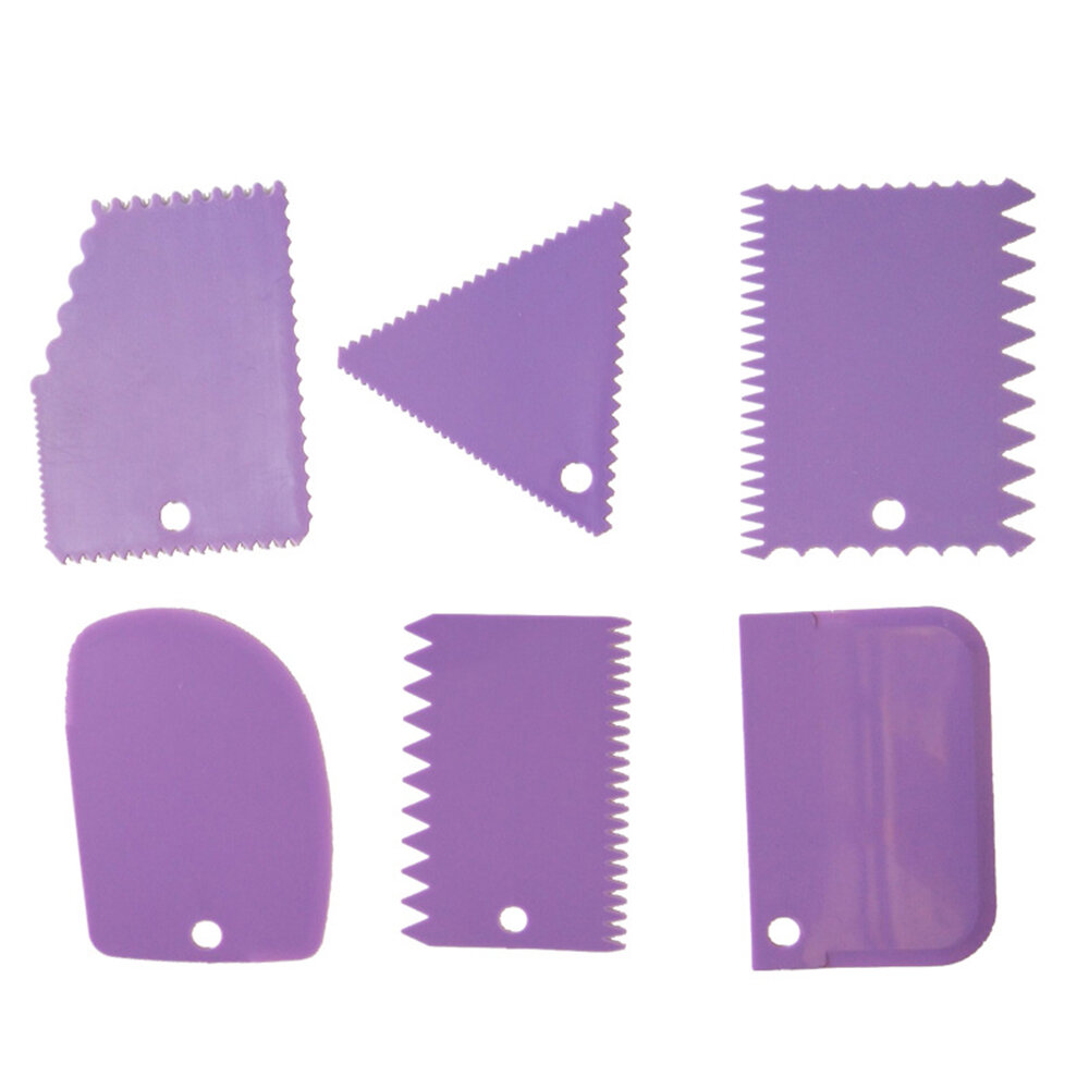 6 Pcs/Set Cake Scraper Edge Decorating Cutters Set Comb & Icing Smoother для теста хлеба фондан-инструмент, пластик, белый, зеленый, оранжевый, синий, розовый красный, фиолетовый, 130*90*30mm, 58g