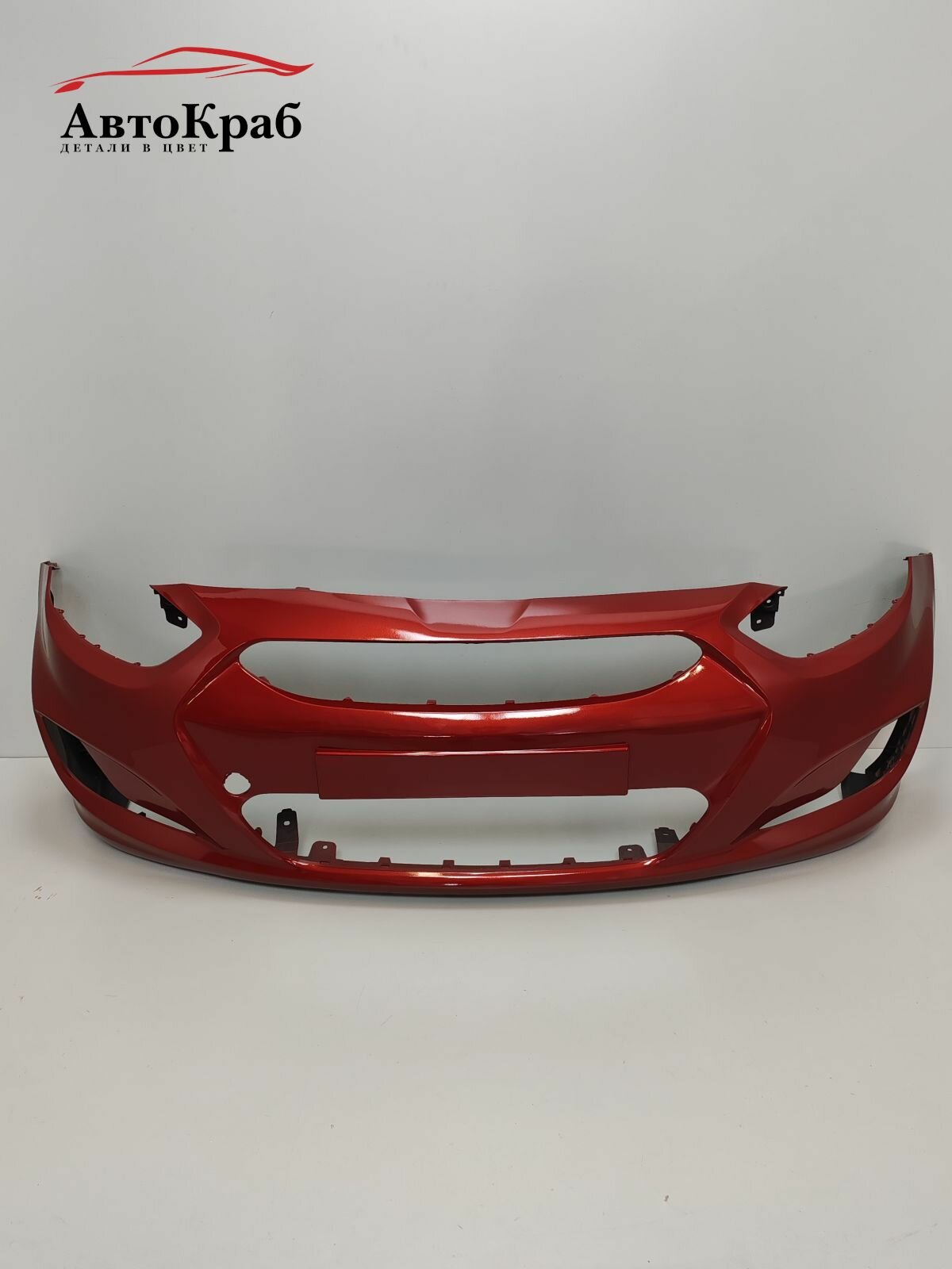 Бампер передний в цвет для Хендай Солярис 1 2010 - 2014 г. TDY - красный