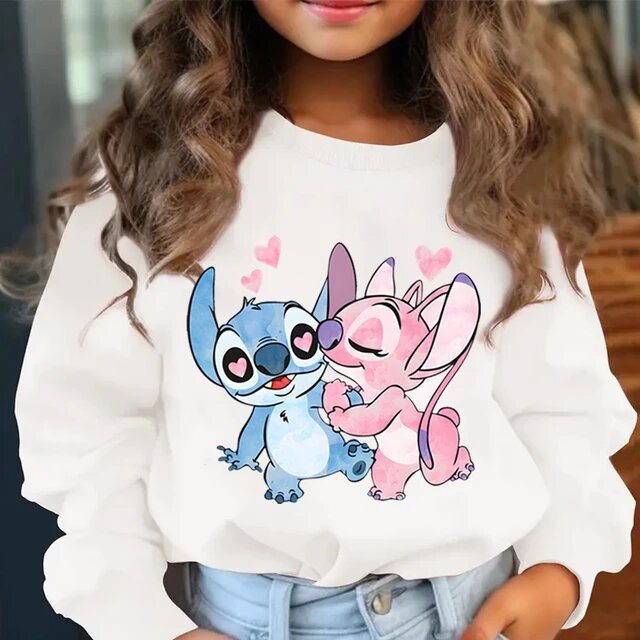 Милый свитер с длинными рукавами и рисунком Стича ко Дню святого Валентина, украшенный очаровательным рисунком в виде сердца, модный свитер в форме сердца ко Дню святого Валентина.