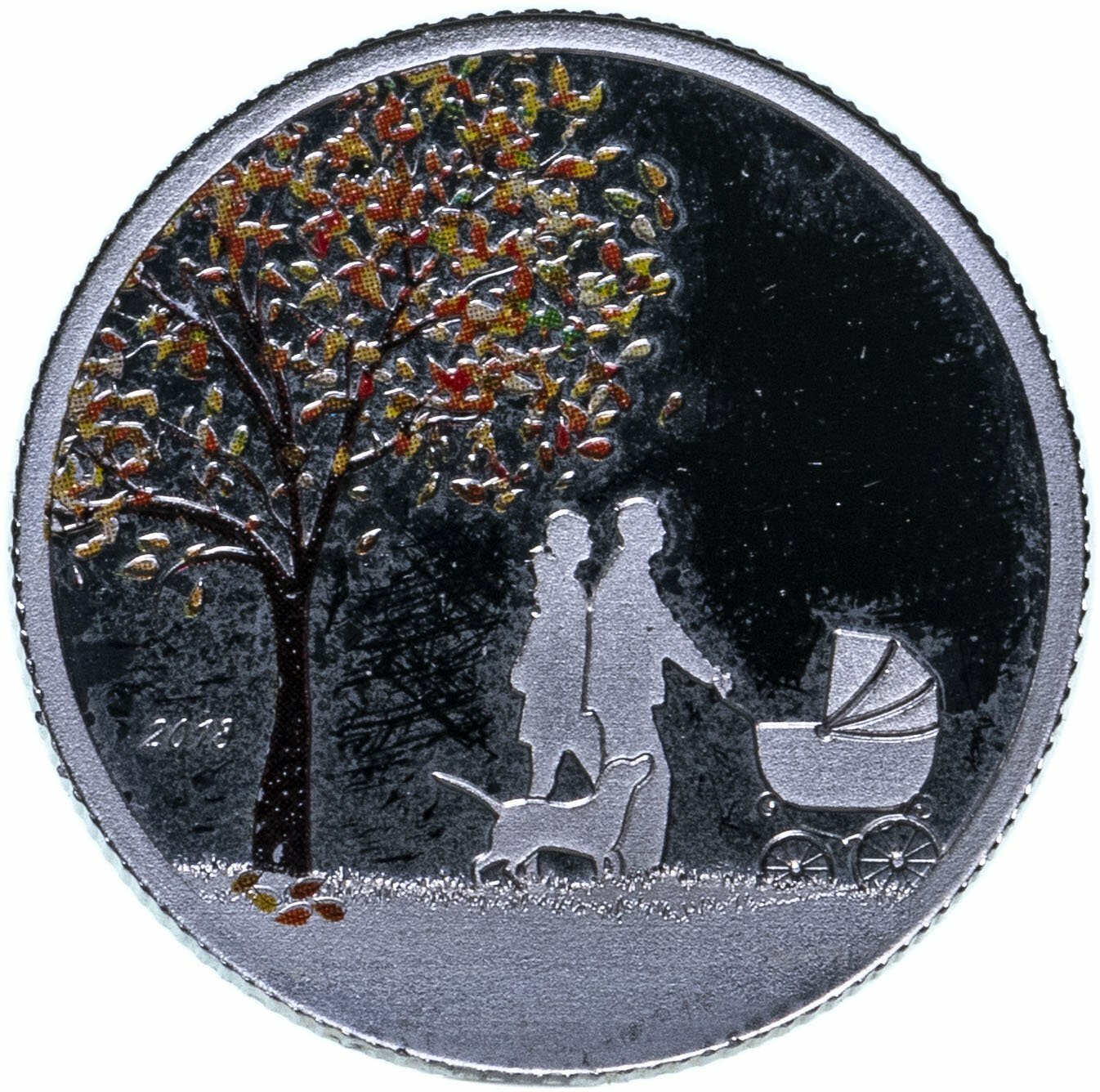 Острова Кука 1 доллар 2018 "Бабье лето" в капсуле, Серебро 999, в сохранности Proof