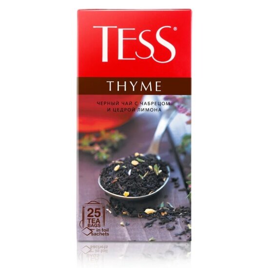 Чай Tess Thyme пакетированный, черный с добавками, 25 пакетиков