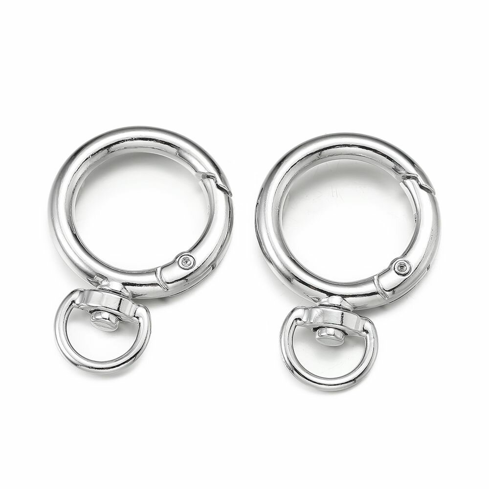 Карабин застежка для сумок и бижутерии, родий 27х38 мм, комплект 5 шт, надежная фурнитура для ремонта аксессуаров