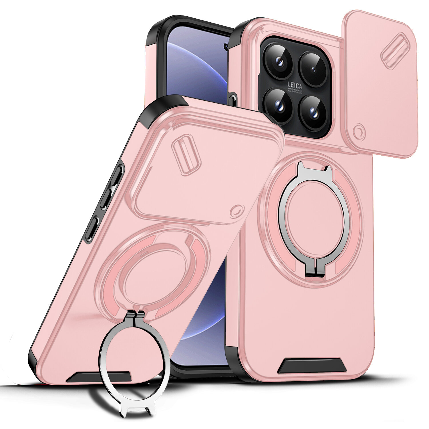 Чехол Для Xiaomi 17/Сяоми 17, soft touch, чехол-кардиомонитор, поликарбонат (PC), защита камеры, ударопрочный, усиленные углы, держатель поп-сокет, Honor, Xiaomi 17, pink,