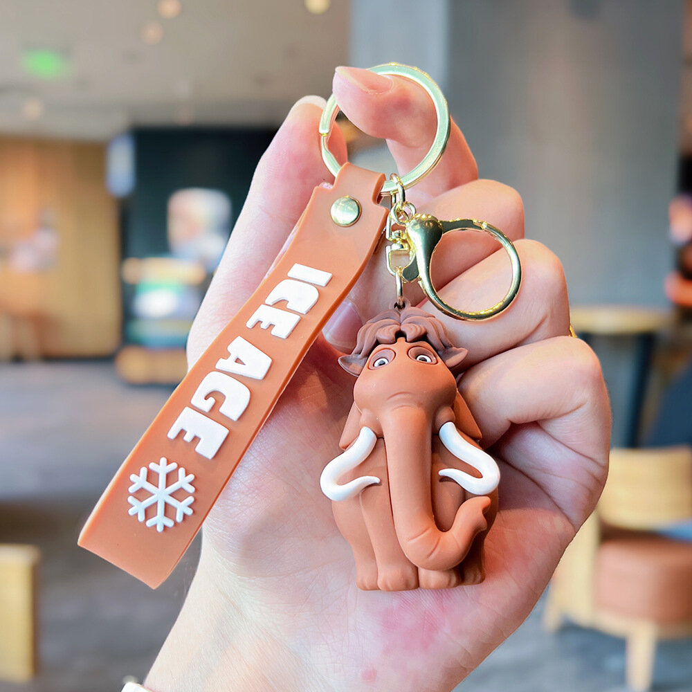 Брелок с изображением мультяшного животного из «Ледникового периода», креативный кукольный брелок для рюкзака, подвеска на цепочку для автомобиля, кулон в виде мамонта.