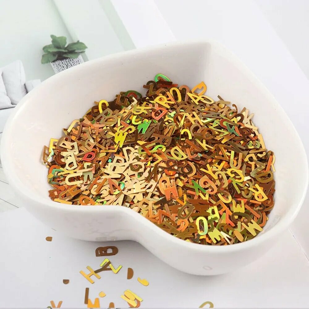 Голографические буквы для поделок из смолы, Золото