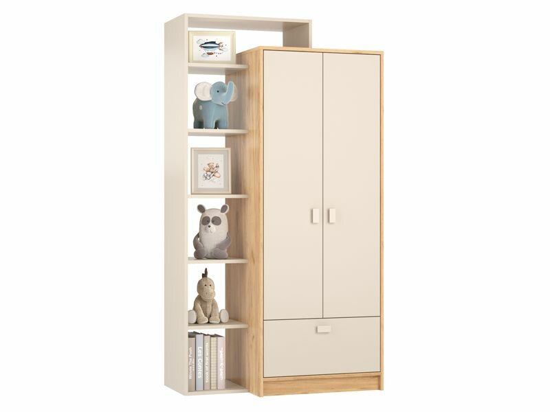 Шкаф распашной в детскую комнату "Озорник 6" 90х170х50 Дуб крафт золотой / Сатин