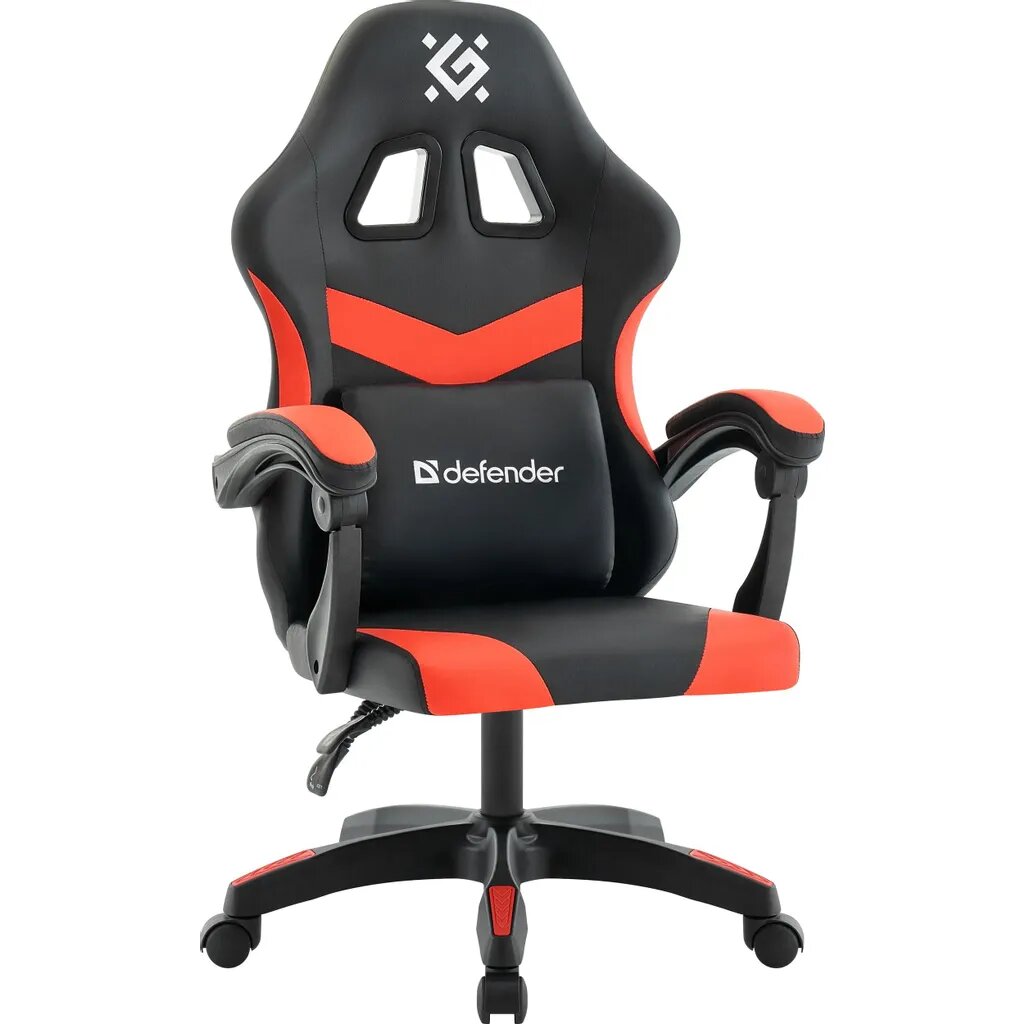Кресло игровое Defender Runa, на колесиках, экокожа, черный/красный [64809]