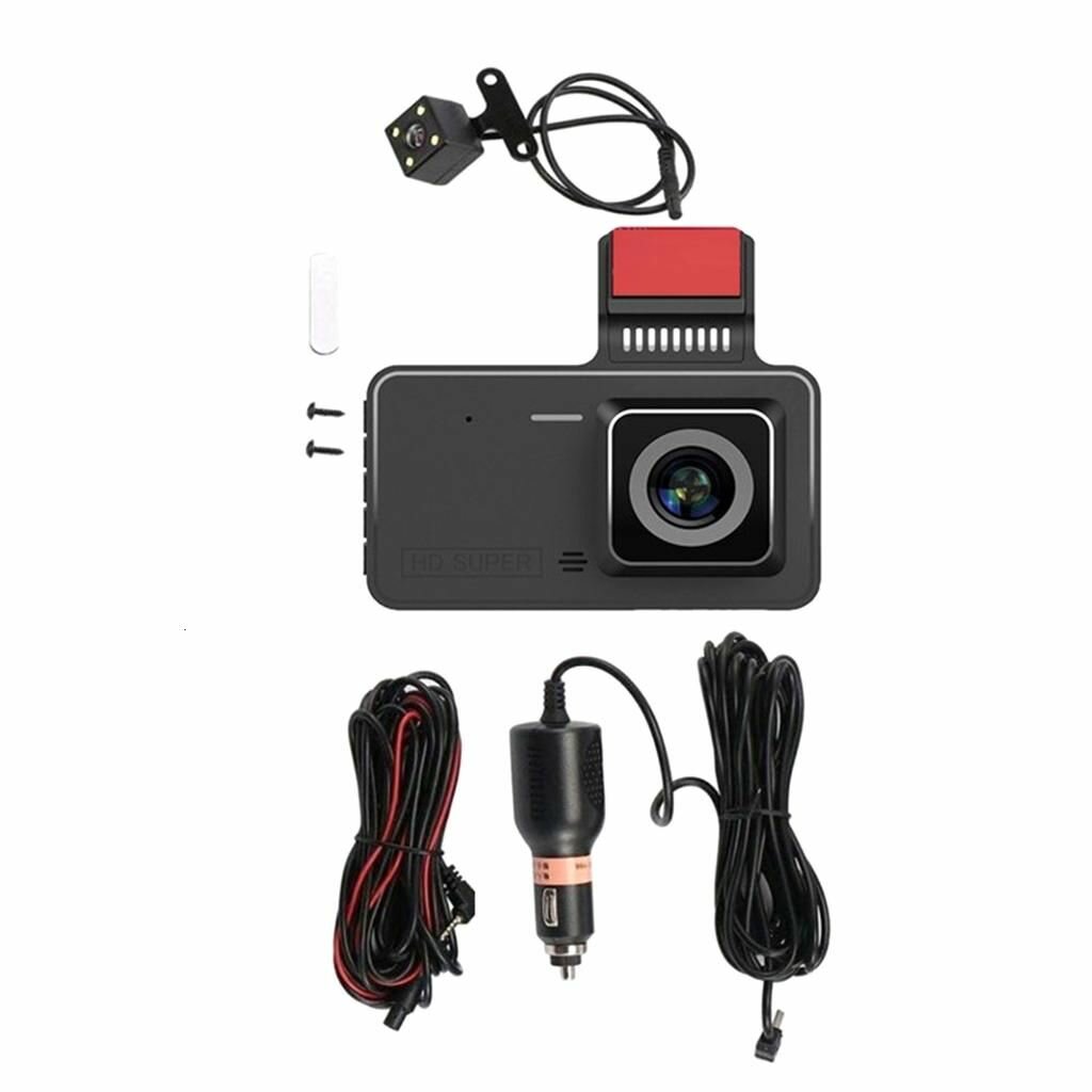 Видеорегистратор с беспроводной передачей, 4 дюйма, 24-часовая парковочная камера, - Кнопка с двумя линзами mod