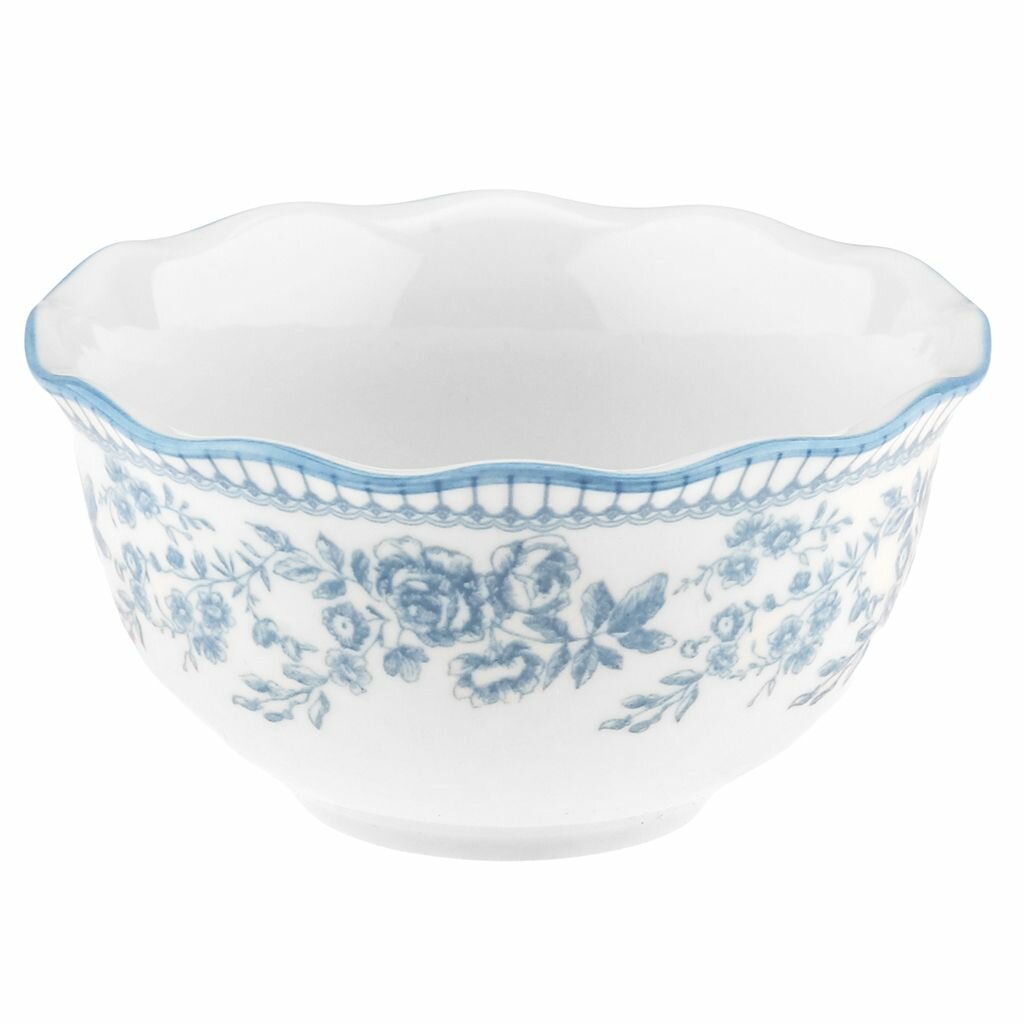 "Утренняя лазурь" Салатник фарфоровый 300мл, д11,5см, h6см, волнистый край, отводка, белый