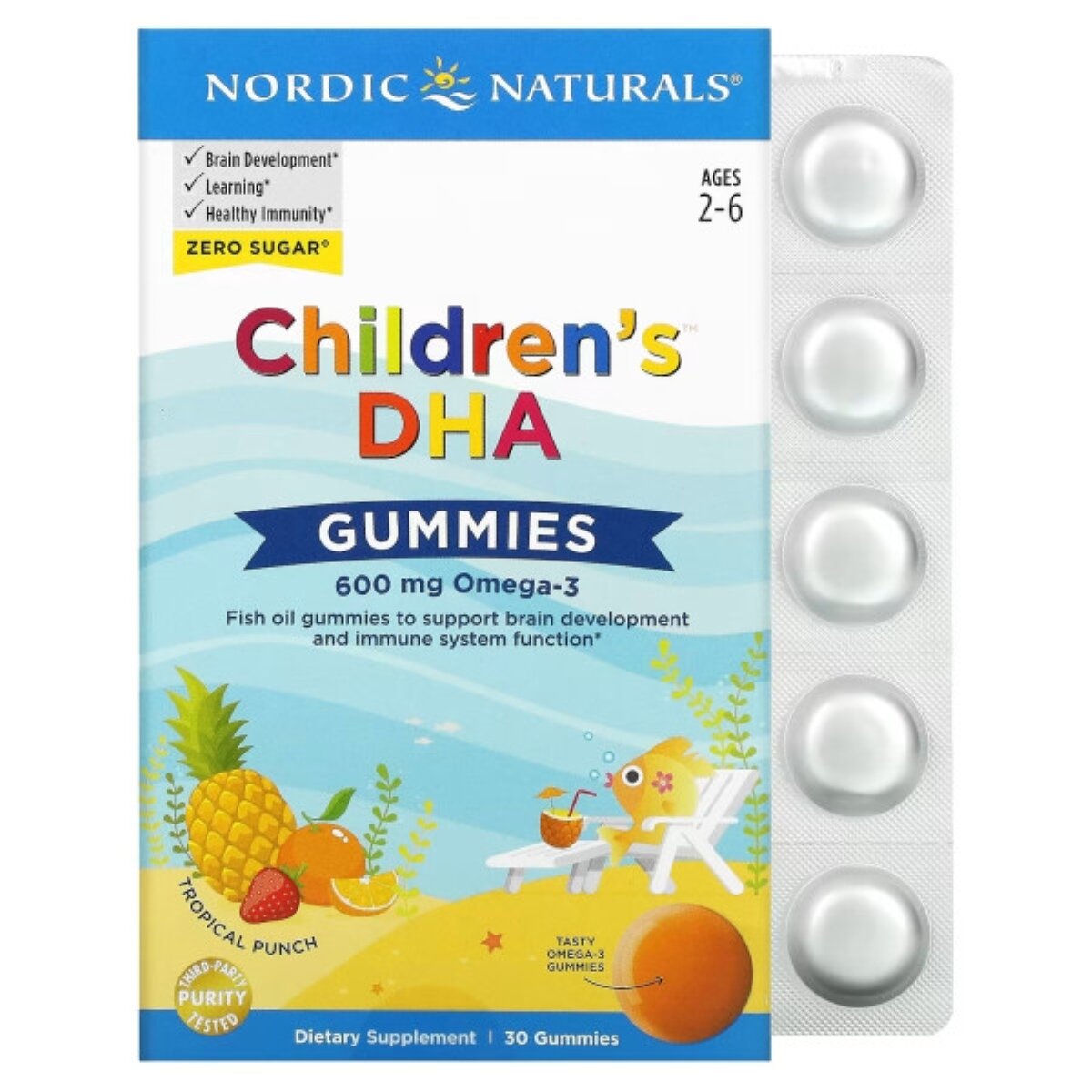 Nordic Naturals Children's DHA 30 chewables, Омега‑3 EPA и DHA для детей от 2 лет 30 жевательных таблеток