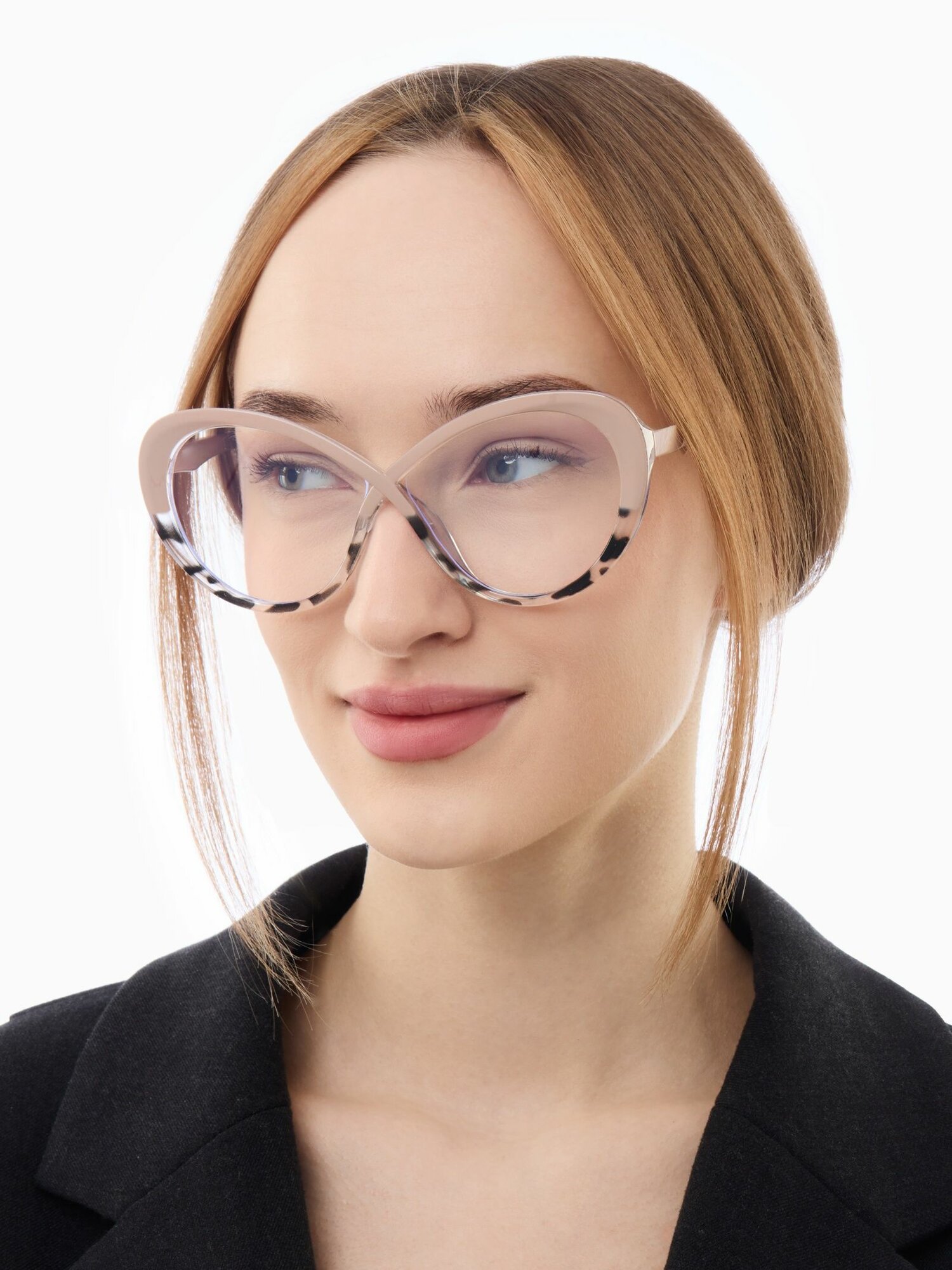 Очки женские имиджевые, прозрачные, дужка 14.2 см, ширина 14.1 см, линза 5.4х6.9 см