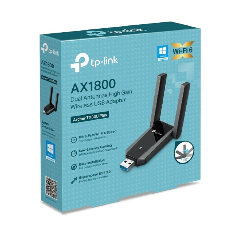Сетевой адаптер WiFi TP-LINK Archer TX30U Plus, USB 3.0, USB Type-A 0 5 ГГц, 2.4 ГГц — фото 1