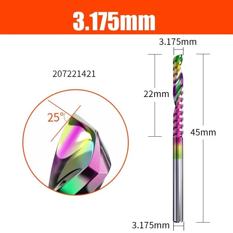 Концевая фреза HUHAO 3.175 мм, Cutting Edge Length: 207221421