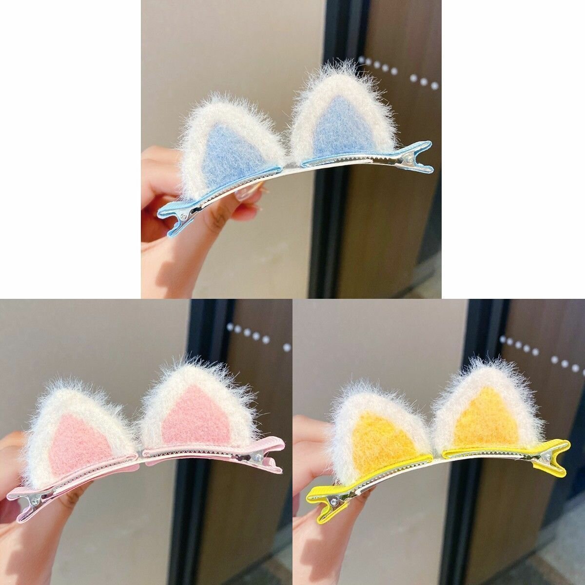 Милые заколки для волос с кошачьими ушками для девочек, осень-зима, милые плюшевые заколки для челки, аксессуары для волос для детей, головные уборы для девочек