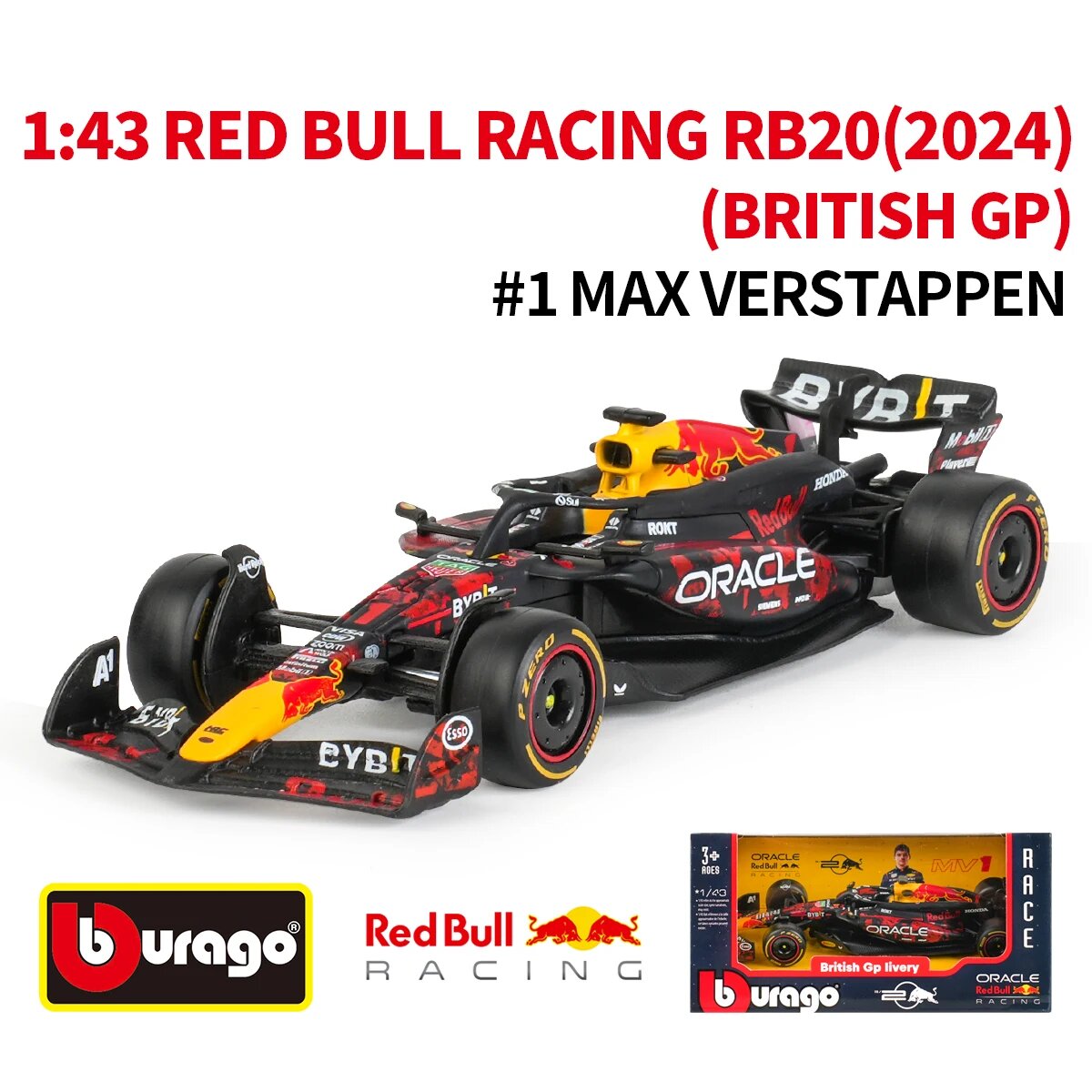 Bburago 1:43 Red Bull RB20 Статическая модель болида Формулы-1