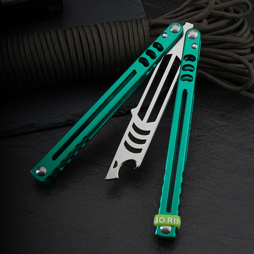 Нож-бабочка CNC из интегрированного авиационного алюминия 6061-T6, флип-нож CSGO, крутой тренировочный нож, не заточенный