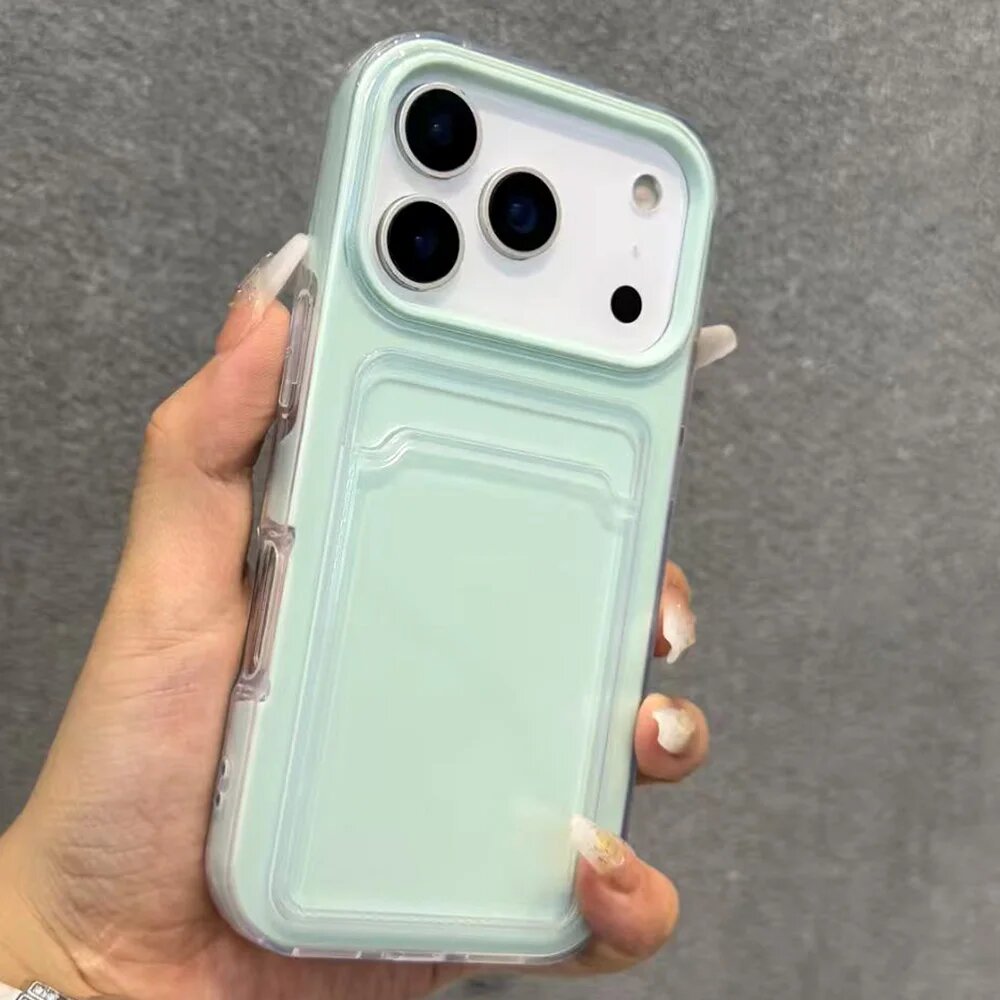 Чехол для iPhone 17 Light cyan с держателем для карт